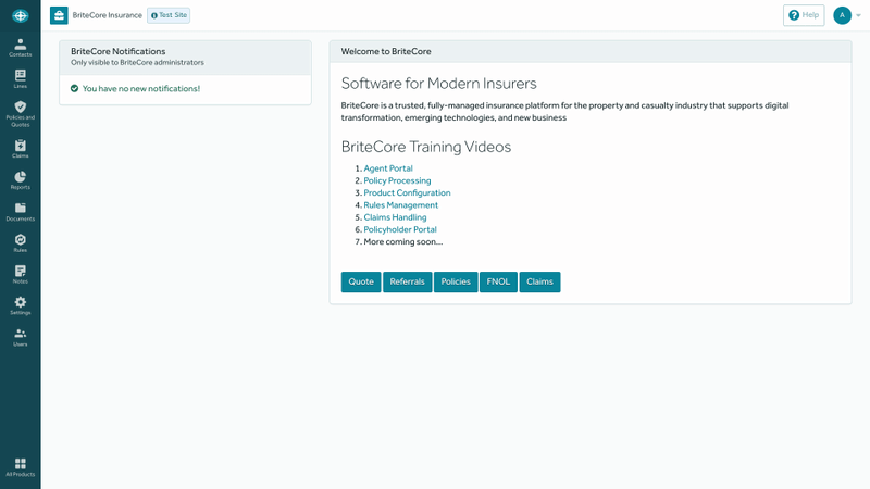 BriteCore's Insurer Portal Software